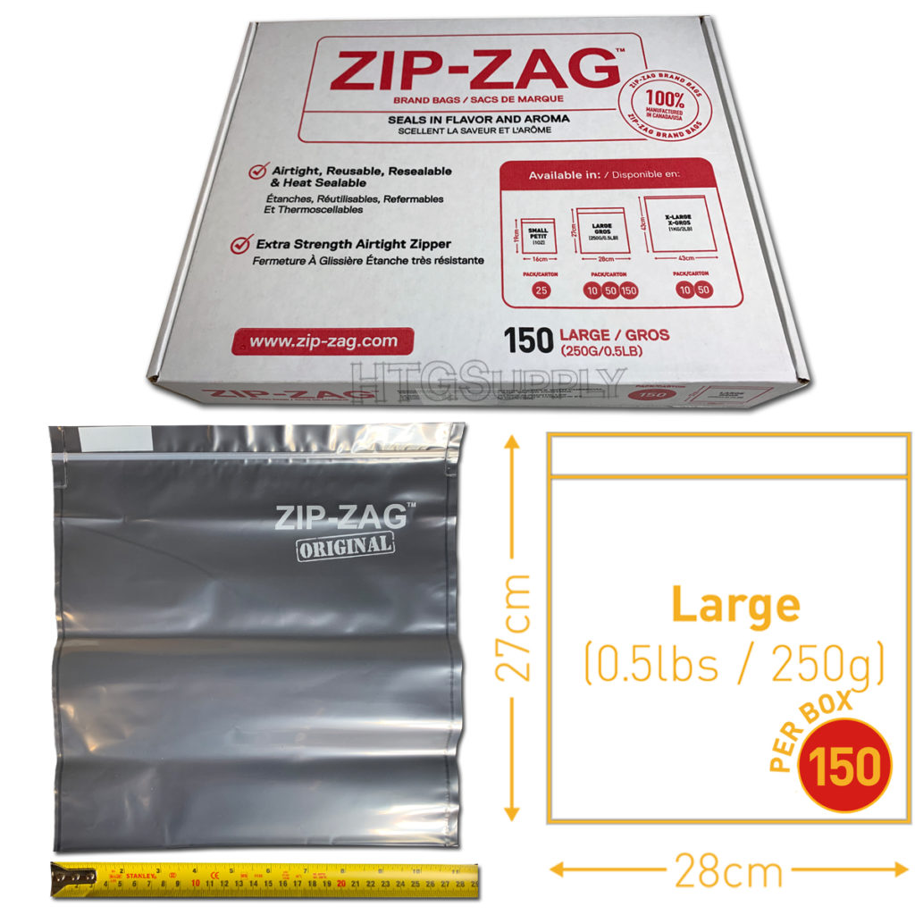 Large Zip Zag Bags - 150 Pack | HTG Supply Hydroponics & Grow Lights